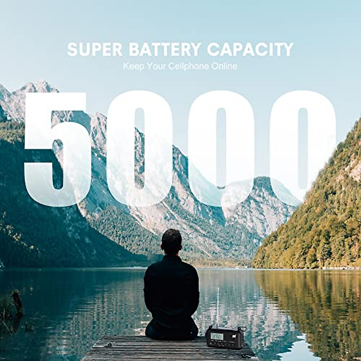 Emergency Radio, 5000mAh Solar Hand Crank Portable AM/FM/NOAA Radio with Solar Charging & Battery Operated, USB Charger, Emergency Supplies Survival Gear with LED Flashlight for Outdoor Camping Black