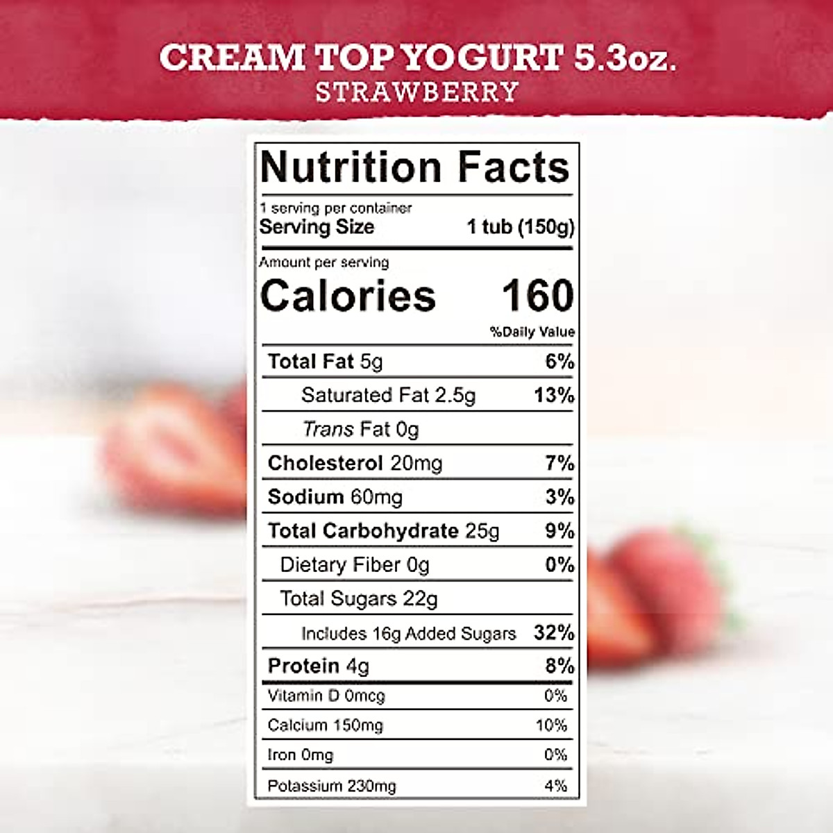 Brown Cow Cream Top Strawberry on the Bottom Whole Milk Yogurt, 5.3 oz. Cup- Creamy, Delicious Yogurt
