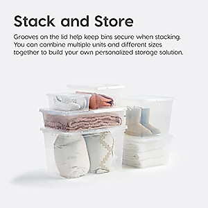 IRIS USA 17 Qt Clear Storage Box, BPA-Free Plastic Stackable Bin with Lid, 12 Pack, Containers to Organize Shoes and Closet Shelves, Classroom Organization Teacher Tools, Game Storage