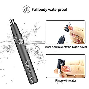 GSODC Electric Nose and Ear Hair Trimmer for Men Eyebrow Facial Hair Trimmer for Women Battery-Powered Waterproof Easy to Clean Black