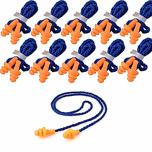 10 Pair Corded Ear Plugs for Shooting Range Ear Protection for Gun Range - Hunting Ear Plugs Individually Wrapped Shooting Ear Buds Hunting Ear Protection Hearing Protection Ear Plugs for Construction