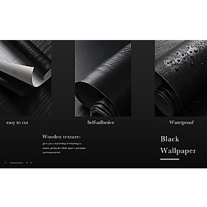 Fiula Black Wood Wallpaper Black Wallpaper Peel and Stick Wallpaper 197”×17.5” Self Adhesive Wallpaper Removable Wallpaper Stick and Peel Wallpaper Black Wood Grain Wallpaper Vinyl Wallpaper