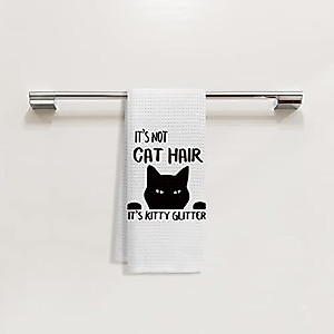It’s Not Cat Hair It’s Kitty Glitter Hand Towels Kitchen Towels Dish Towels,Funny Black Cat Kitty Decor Towels,Cat Lovers Cat Mom Girls Women Gifts