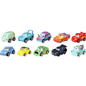 Mattel Disney and Pixar Cars Mini Racers 10-Pack, Collectible Set with 10 Toy Vehicles, Fan-Favorite Characters
