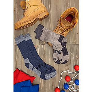 Jeep Men's Performance Wool Hiking Crew Socks-2 Pair Pack-Heavyweight Cushioned Comfort, Brown, 8-12