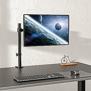 WALI Single Monitor Mount, Single Monitor Arm Desk Mount,Desk Monitor Stand, Holds Screen Up to 32inch, 22lbs, Adjustable Mount with C-CLAMP Designed for Home Office Application(M001), Black