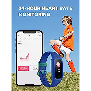 BIGGERFIVE Vigor 2 L Kids Fitness Tracker Watch for Boys Girls Ages 5-15, IP68 Waterproof, Activity Tracker, Pedometer, Heart Rate Sleep Monitor, Calorie Step Counter Watch, Blue