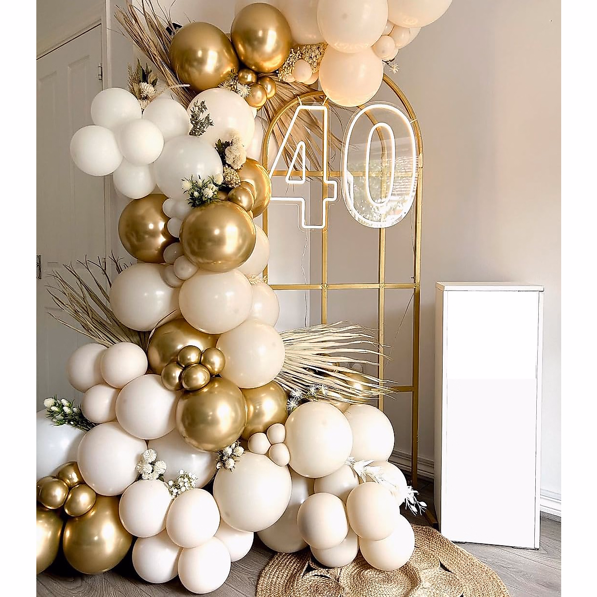 Sand White and Gold Balloons, 50PCS White and Metallic Champagne Gold Balloons 12 Inch Pearl White and Gold Latex Balloons for Birthday,Graduation,Baby Shower,Wedding Party Decorations