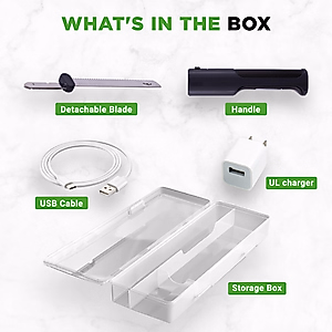 NutriChef Cordless Electric Knife | Easy to Use Constant ON/OFF Safety Function | Lightweight Kitchen Knife | Carve Turkey, Meats, Poultry, Bread & Cheese | 11.42’’ Stainless Steel Blades | Black