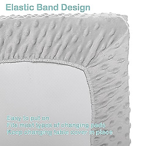 Vextronic Changing Pad Cover Ultra Soft Minky Dots Plush Changing Table Covers Breathable Changing Table Sheets Wipeable Diaper Changing Pad Cover for Baby Boys Girls (2 Pack)