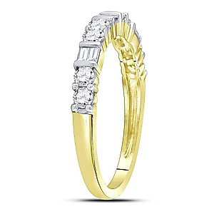The Diamond Deal 10kt Yellow Gold Womens Baguette Round Diamond Band Ring 1/2 Cttw