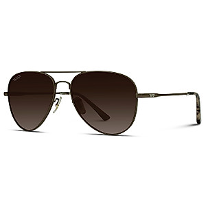WearMe Pro - Polarized Pilot Style Classic Aviator Sunglasses (Brown Frame/Gradient Brown Lens)