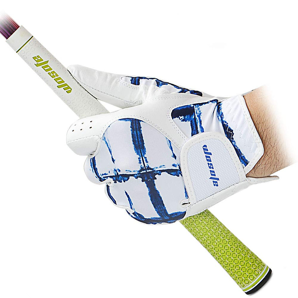 wosofe Golf Glove for Men's Left Hand White Soft Leather Breathable Professional Golf Hand Wear … (Medium)