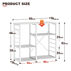 SDHYL, 35 inch Coffee Bar Bakers Rack with 4 Shelves, Kitchen Storage Organizer with Metal Frame, Microwave Stand for Home Kitchen Bathroom