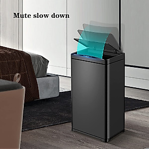 Garbage Recycling Bin Smart Induction Trash Can 13 Gallon Stainless Steel Automatic Trash Can Large Metal Indoor Trash Can with Lid, Powered by Batteries (not Included) Kitchen Trash Can ( Color : Gol