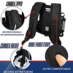 O2TOTES USA Lightweight Carrier for Inogen One G5 Oxygen Concentrator, Portable Oxygen Backpack with Adjustable Straps & Zippered Pockets (Black) Patented Design, New heavy duty zippered bottom