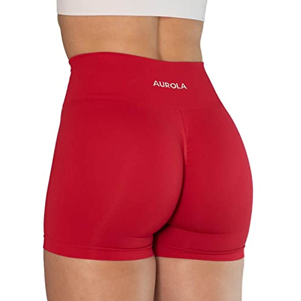 AUROLA Dream Collection Workout Shorts for Women High Waist Seamless Scrunch Athletic Running Gym Yoga Active Shorts Chinese Red