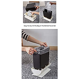 Modern Simple Design Bathroom Garbage Can Container with Lid and Plastics Bag Storage Dispenser Elegant Hygienic Wastebasket | Home Office Bedroom Kitchen Trash Bin Diaper Pail | Grey | 7L/1.8 Gal