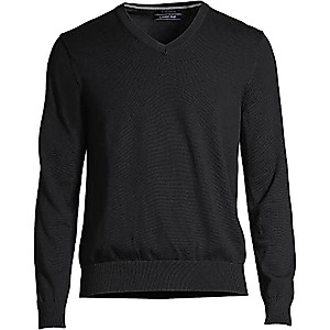 Lands' End Mens Supima V-Neck Sweater Black Regular XX-Large