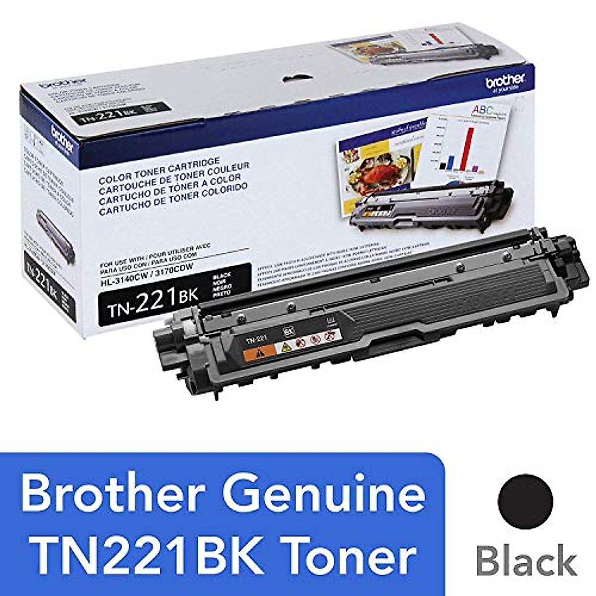 Brother Genuine Standard Yield Toner Cartridge, TN221BK, Replacement Black Toner, Page Yield Up to 2,500 Pages, Amazon Dash Replenishment Cartridge, TN221 / 3-Toner Cartridges3