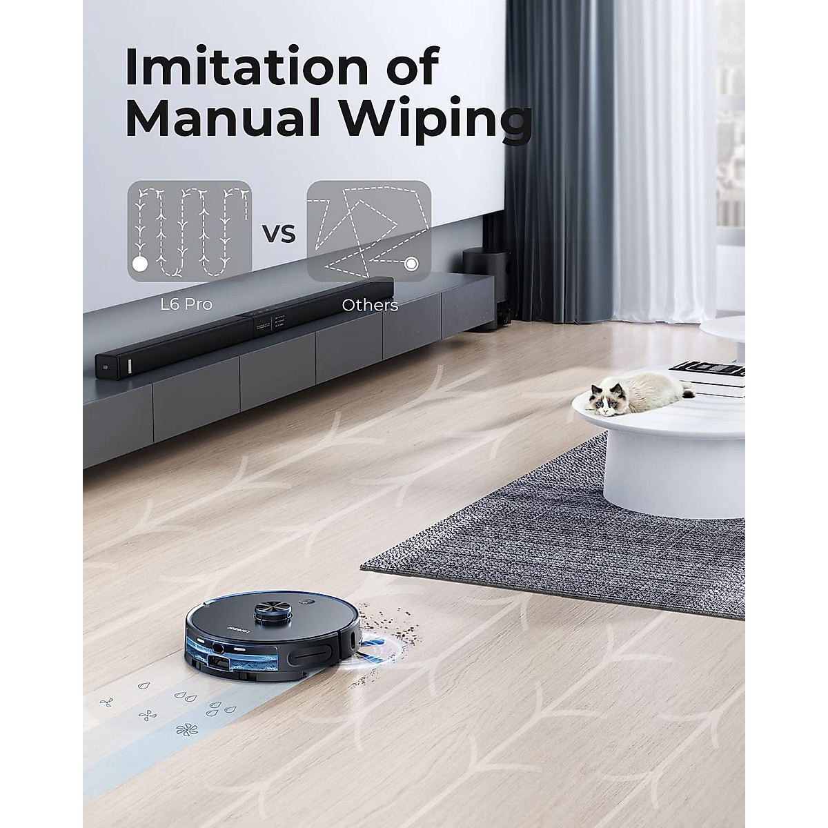Laresar Robot Vacuum and Mop with Auto Dirt Disposal, Max 3500pa Suction, App Control, Editable Map, Lidar Navigation Smart Mapping, Works with Alexa, L6 Pro Robot Vacuum Cleaner Ideal for Pet Hair