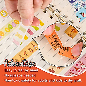 Whaline 24 Rolls Holiday Washi Tapes St. Patrick's Day Shamrock Easter Bunny 4th of July Seasonal Washi Tapes 15mm Assorted Festival Making Washi Tapes for Scrapbook Journal Art Craft, 16.4Ft