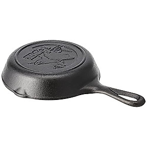 Lodge Wildlife Series-6.5" Cast Iron Skillet with Wolf Scene, Black