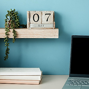 Wooden Perpetual Date Desk Calendar Blocks for Teachers, Farmhouse Office Decor (5 x 4 In)