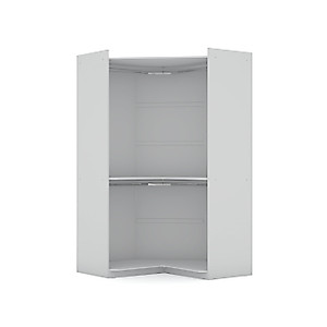 Manhattan Comfort Rockefeller Ultra Modern Open Corner Bedroom Closet with 2 Hanging Rods, 65.91", White