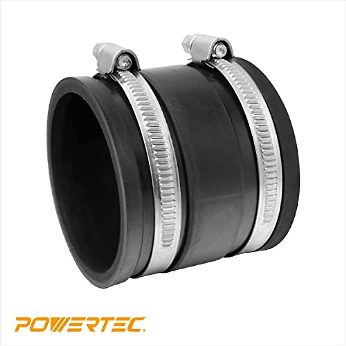 POWERTEC 70148 2-1/2 Inch Dust Control Flex Cuff with Steel Hose Clamps, Hose Connector Rubber Cuff Coupler for Woodworking Dust Collection Fittings, Dust Collector Accessories & Machinery, 1 pack