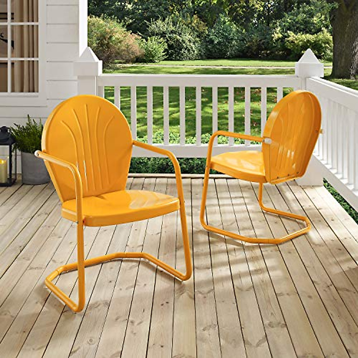 Crosley Furniture Griffith Outdoor Chair, Retro Metal Patio Chairs for Dining, Porch, Deck, Balcony, Tangerine