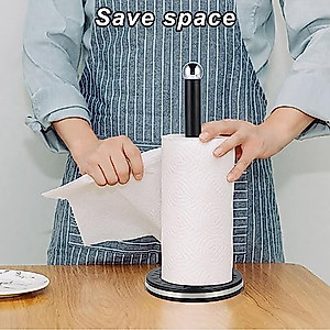 Dxlac 2 Pack Standing Paper Towel Holder, Black Kitchen Countertop Stand for Standard and Large Size Rolls - Ideal for Bathroom and Kitchen Organization and Storage