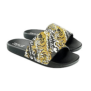 Versace Jeans Couture Black Gold Baroque Pattern Pool Slide-7 for womens