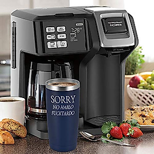 Sorry No Hablo Fuctardo Travel Tumbler Funny Birthday Christmas Gifts for Friends Dad Mom Sister Brother Family Coworkers, 20oz Insulated Stainless Steel Tumbler with Lid and Straw, Navy Blue