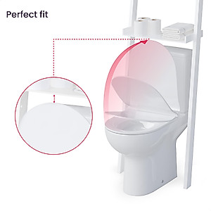 Ballucci Over The Toilet Storage Shelf, 2-Tier Over Toilet Bathroom Organizer, Bath Towel Rack and Behind Toilet Organizer Leaning Shelf, Modern Bathroom Decor Ladder Shelves, White