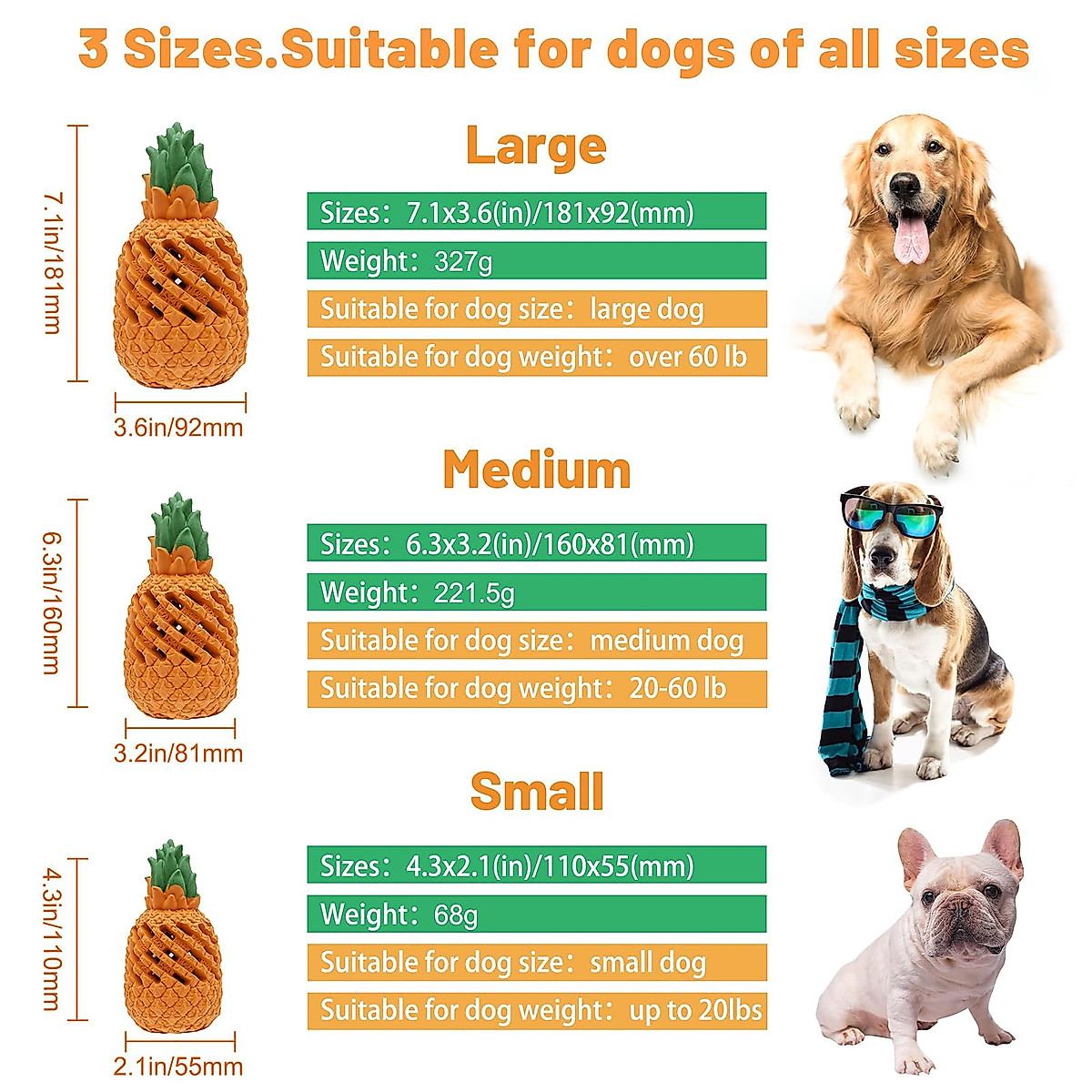 RongHousing Indestructible Dog chew Toys: Puppy Toys with Pineapple Flavored - Pineapple Dog Toys for Aggressive Chewers Medium Breed.