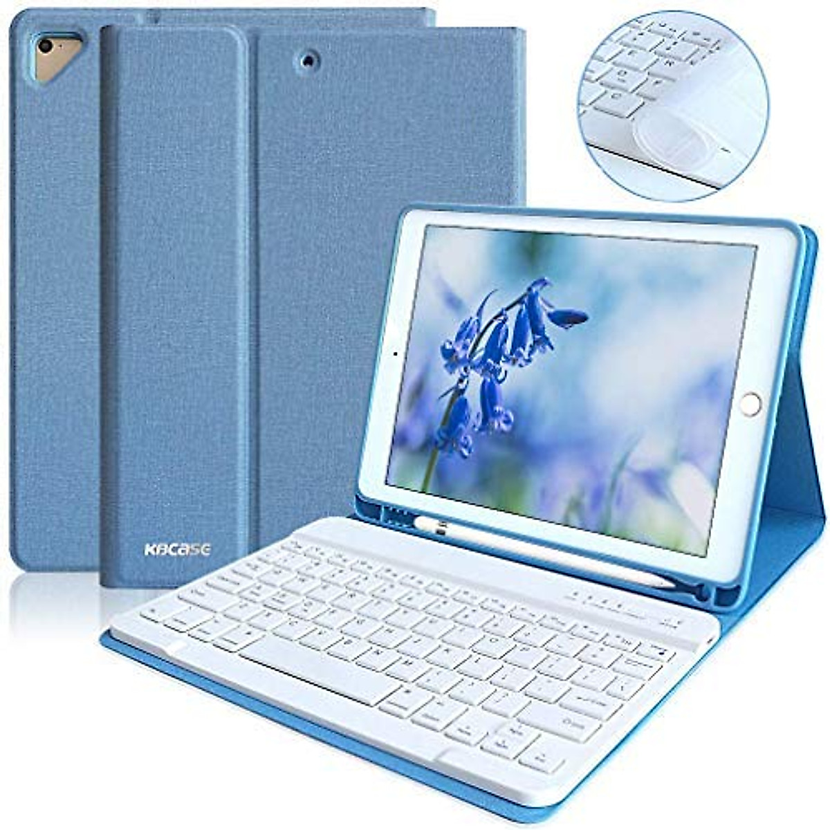 KBCASE Keyboard Case for iPad 6th Generation 2018/5th Gen 2017/iPad Pro 9.7 inch/iPad Air 2 & 1 Detachable Bluetooth iPad Pro 9.7 Case with Keyboard, Built in Pencil Holder