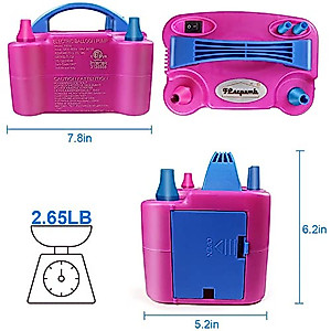 Balloon Pump, Electric Balloon Pump,Portable Dual Nozzles Electric Balloon Air Pump 110V 600W , Electric Balloon Inflator with Tying Tool, Flower Clips, Tape Strips, Dot Glues for Party Decoration