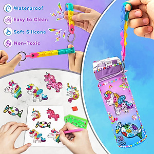 EDsportshouse Decorate Your Own Water Bottle Kits for Girls Age 4-6-8-10,Unicorn Painting Crafts,Fun Arts and Crafts Gifts Toys for Girls Birthday Christmas(Unicorn)