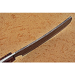 CP-285, Damascus Steel 12.00 Inches Cleaver style Knife – Solid Rose Wood Handle (Damascus Steel 1)