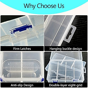 Sidosir Tackle Box for Storage, Double-layer Transparent Organizer Box for Bead, 8-Grids Box for Jewelry Compartment Container