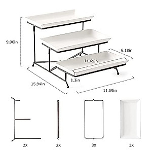 Serving Tray with Handle Exrta Large Porcelain Serving Platter Perfet for Display 16-Inch White