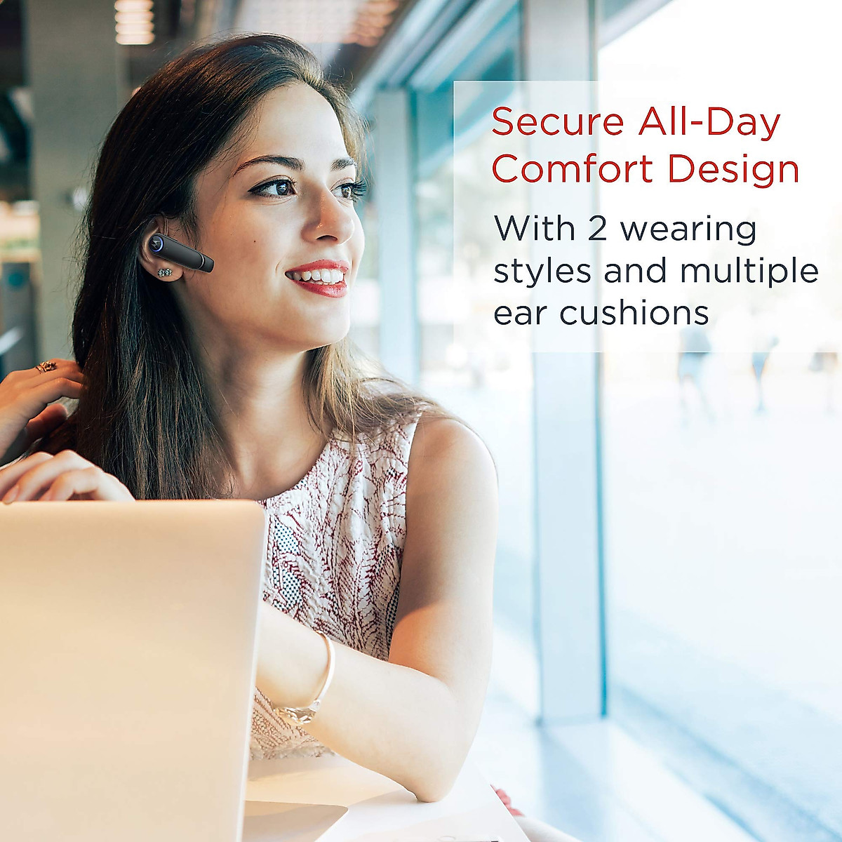 Motorola Boom 3 in-Ear Wireless Mono Alexa Enabled Headset - Noise Cancelling Bluetooth 5.0 Earpiece with Flip Microphone - 7-Hour Battery Life, 40-Foot Range - Ear Hook & Gel Buds