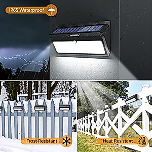 Neloodony Solar Outdoor Lights 100 LED Motion Sensor Solar Lights Wireless IP65 Waterproof Security Lights Solar Powered Outdoor Lights for Front Door Patio Garden Yard Wall (2000LM, 4Pack)