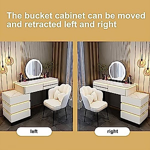 Attega Vanity Desk Set with Adjustable LED Lighted Mirror, Modern White Makeup Vanity Table with 6 Drawers and Cushioned Stool, Bedroom Dressing Table - 31.5 Inch