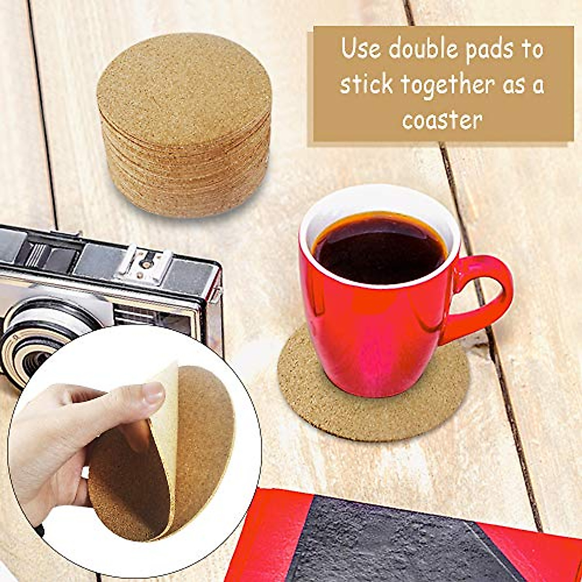 30 Pack Self-Adhesive Cork Round 4” Cork Tiles Cok Bcking Sheets Cork Coasters Round for DIY Crafts