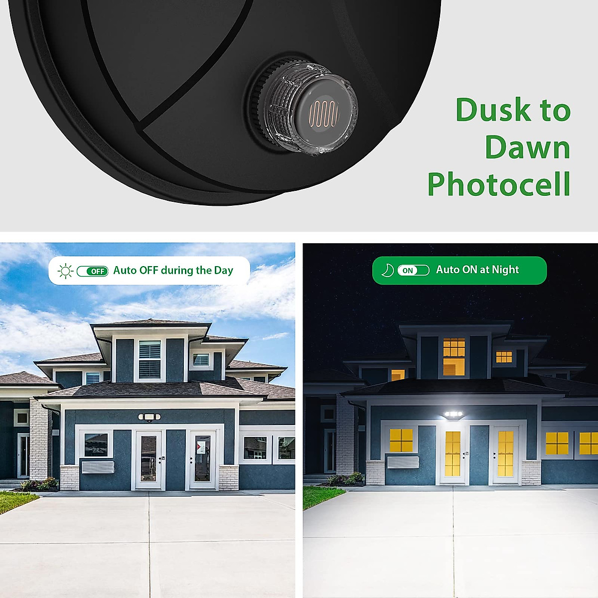 iMaihom 50W Dusk to Dawn LED Outdoor Lighting, 3 Adjustable Heads Flood Lights Outdoor, IP65 Waterproof Flood Light with Photocell, 4600LM 6500K Daylight White Security Light for Yard Garage Patio