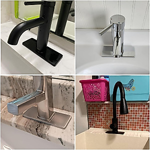 2pcs 6" Hole Cover Deck Plate for Bathroom Vanity Sink, 3-to-1 Bathroom Faucet Escutcheon Plate, Rectangle, Stainless Steel (Matte Black)