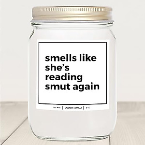YouNique Designs Smut Candle 8oz - Smut Book Lovers Gifts - Smutty Book Lovers Gifts Ideas, Funny Smut Reader Gifts - Smut Gifts, Smutty Book Gifts - Smut Book Merch (Lavender & Vanilla)