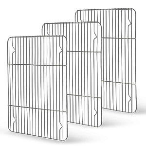TeamFar Baking Rack, Cooling Roasting Rack Stainless Steel for Baking Sheet Oven Pan, Healthy & Rust Free, Oven & Dishwasher Safe - Set of 3 (15.2’’×11.1’’)
